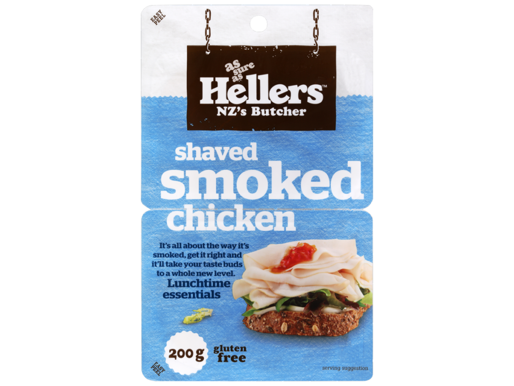Shaved Smoked Chicken | | Tasty Slices 200g pack | Hellers NZ