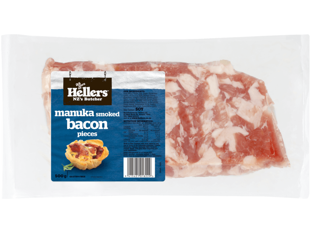 Hellers Bacon Pieces | Manuka Smoked, 500g Pack | NZ's Butcher